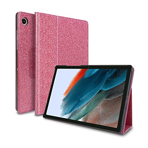 CASZONE Samsung Galaxy Tab A8 10.5 inch Case 2022 with Pencil Holder,Glitter Bling Folding Stand Smart Auto Wake/Sleep Tablet Cover Protective for Girls/Women Glitter Pink