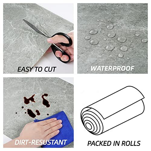 Decotalk Peel and Stick Grey 12"x24" Vinyl Plank Flooring, 3pcs per Roll, Waterproof, Easy to Install