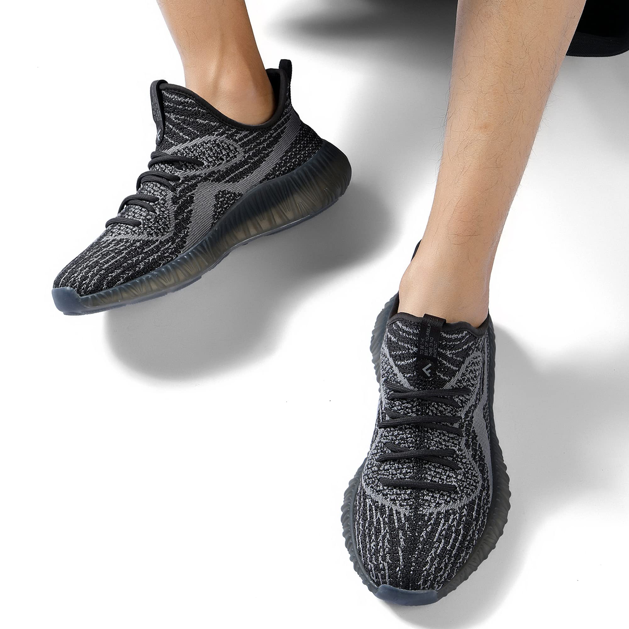 EFOBIH Mens Walking Athletic Shoes Casual Breathable Sport Tennis Athletic Slip on Lightweight Running Sneakers Darkgrey US 9