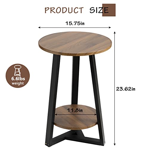 TINSAWOOD Small Side Table, Small End Table for Living Room, Bedroom, Balcony & Small Spaces, Modern Home Decor Round Small Accent Table with Storage Shelf, Easy Assembly
