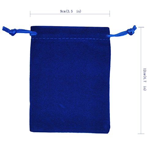 Ankirol 20pcs Velvet Drawstring Bags 3.5X 4.7'' Jewelry Gift Bags Pouches Favors (Blue)