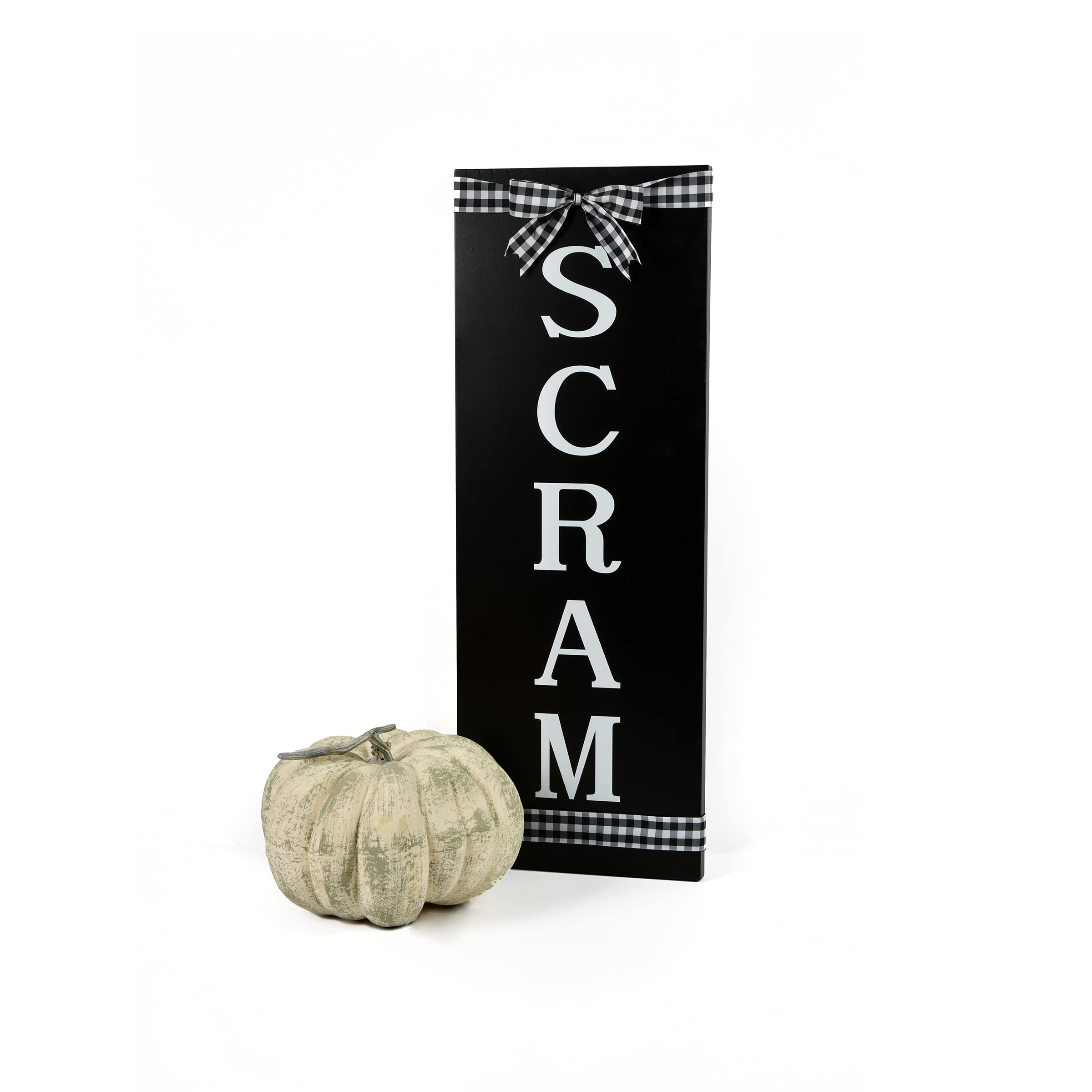National Tree Company Hanging Porch Sign, Black, Scram', Metal Construction, Halloween Collection, 30 Inches
