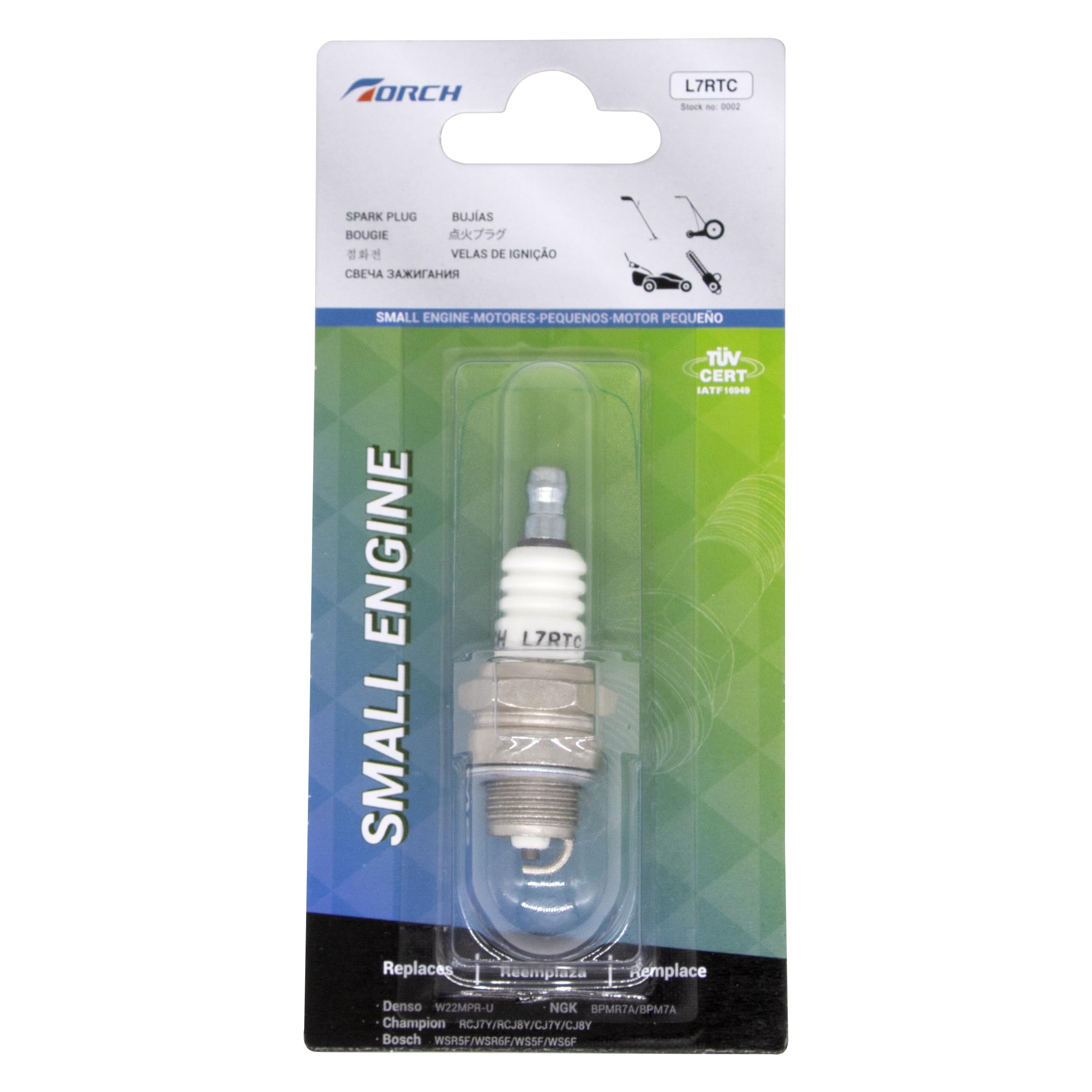 4PK TORCH L7RTC Spark Plug Replace for Champion 859/RCJ7Y 863/RCJ8Y 852/RCJ6Y 853/CJ7Y 848/CJ8Y 858/CJ6Y, for NGK 6703/BPMR7A BPM7A BPMR6A, for BOSCH WSR5F 7547/WSR6F, for DENSO W22MPR-U, OEM