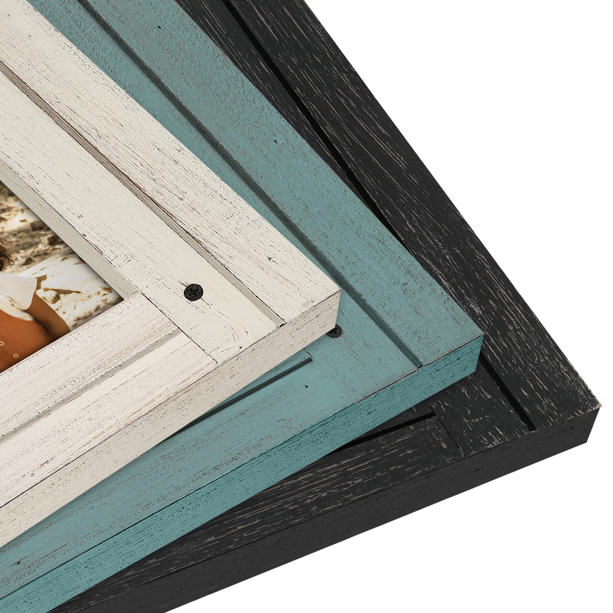 Americanflat 11x14 Picture Frame with Polished, Crystal Clear Glass - Hampton Collection - Distressed Wood Picture Frames for Vertical or Horizontal Wall Display - Turquoise Blue