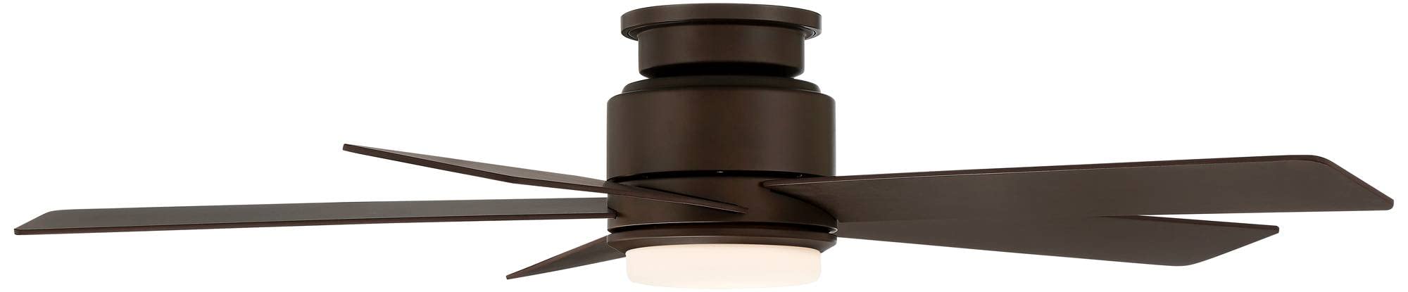 Casa Vieja 52" Grand Palm Modern Outdoor Hugger Ceiling Fan with Dimmable LED Light Remote Control Oil Rubbed Bronze White Opal Glass Damp Rated for Patio Exterior House Porch Gazebo