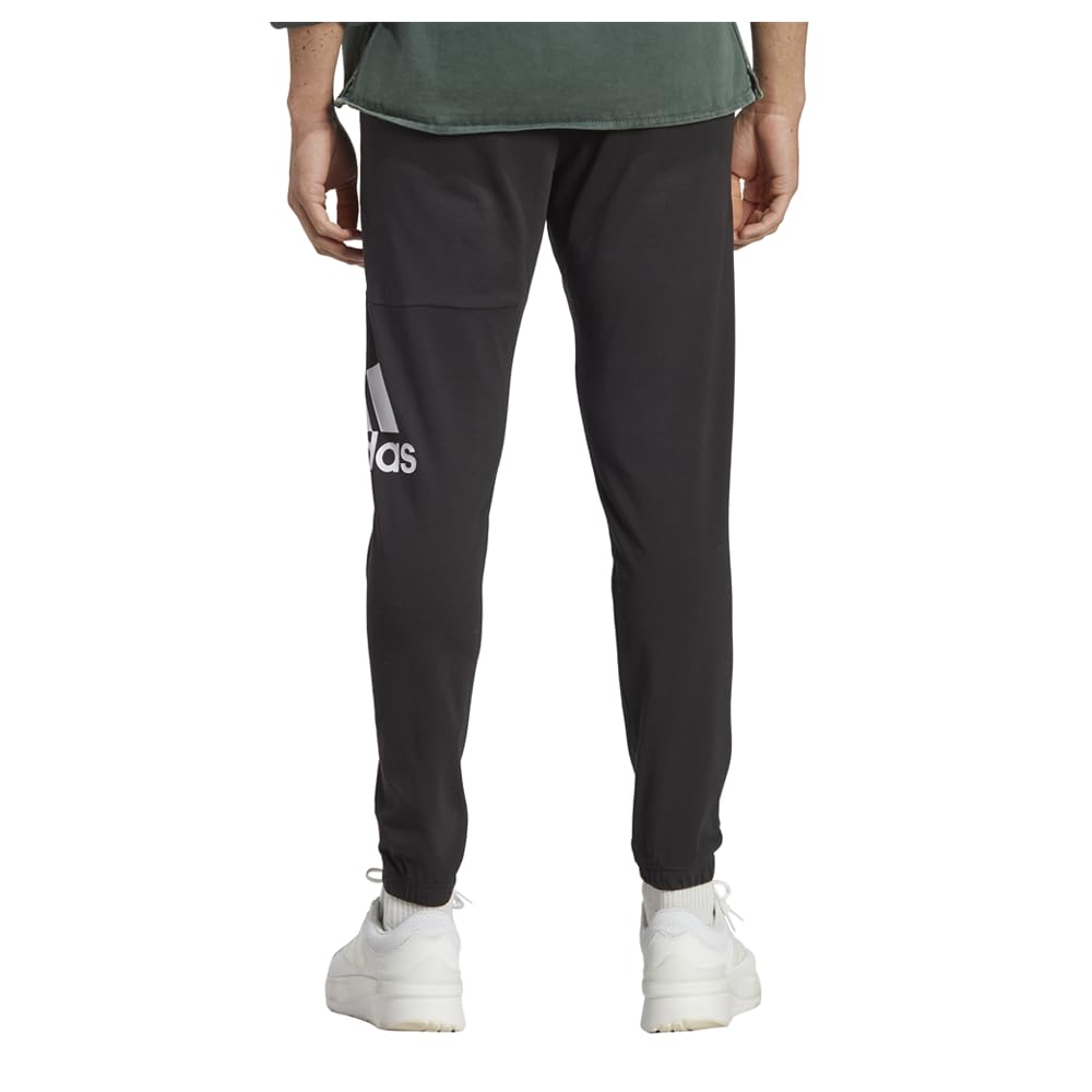 adidas Men's Essentials Single Jersey Tapered Badge of Sport Pants, Black, Small
