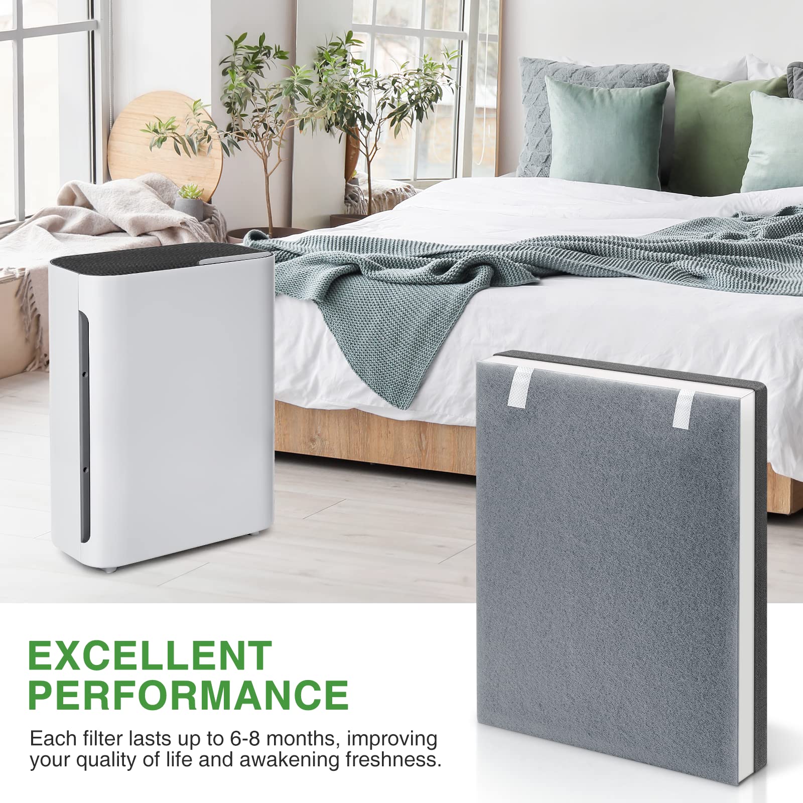 4 Pack Vital 100 True HEPA Replacement Filter Compatible with LEVOIT Vital 100 Air Purifier, 3-in-1 H13 Ture HEPA and High-Efficiency Activated Carbon Filters, Replace Part # Vital 100-RF