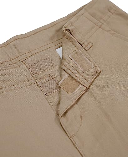 IZOD Boys' School Uniform Adaptive Chino Pants, Adjustable Waistband, Velcro Closure & Faux Buttons, Khaki, 14 Husky