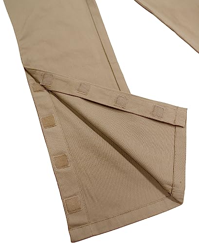 IZOD Boys' School Uniform Adaptive Chino Pants, Adjustable Waistband, Velcro Closure & Faux Buttons, Khaki, 14 Husky