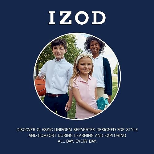 IZOD Boys' School Uniform Adaptive Chino Pants, Adjustable Waistband, Velcro Closure & Faux Buttons, Khaki, 14 Husky