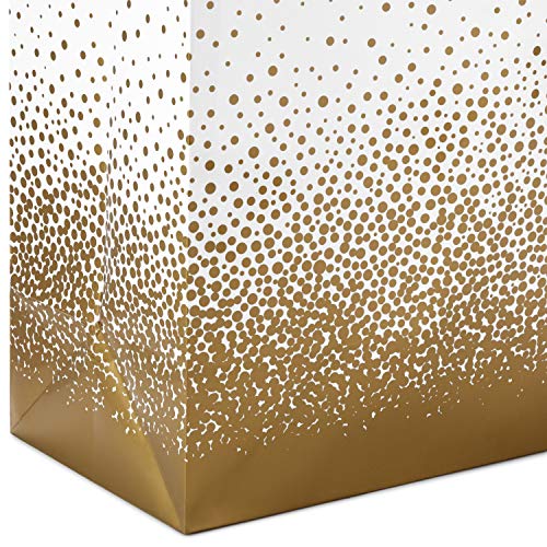 Hallmark Gold Gift Bag Assortment - Diamonds, Stripes, Dots (Pack of 6: 2 Medium 9", 2 Large 11", 2 Extra Large 14") for Chrsitmas, Hanukkah, Graduations, Birthdays, Weddings, Bridal Showers