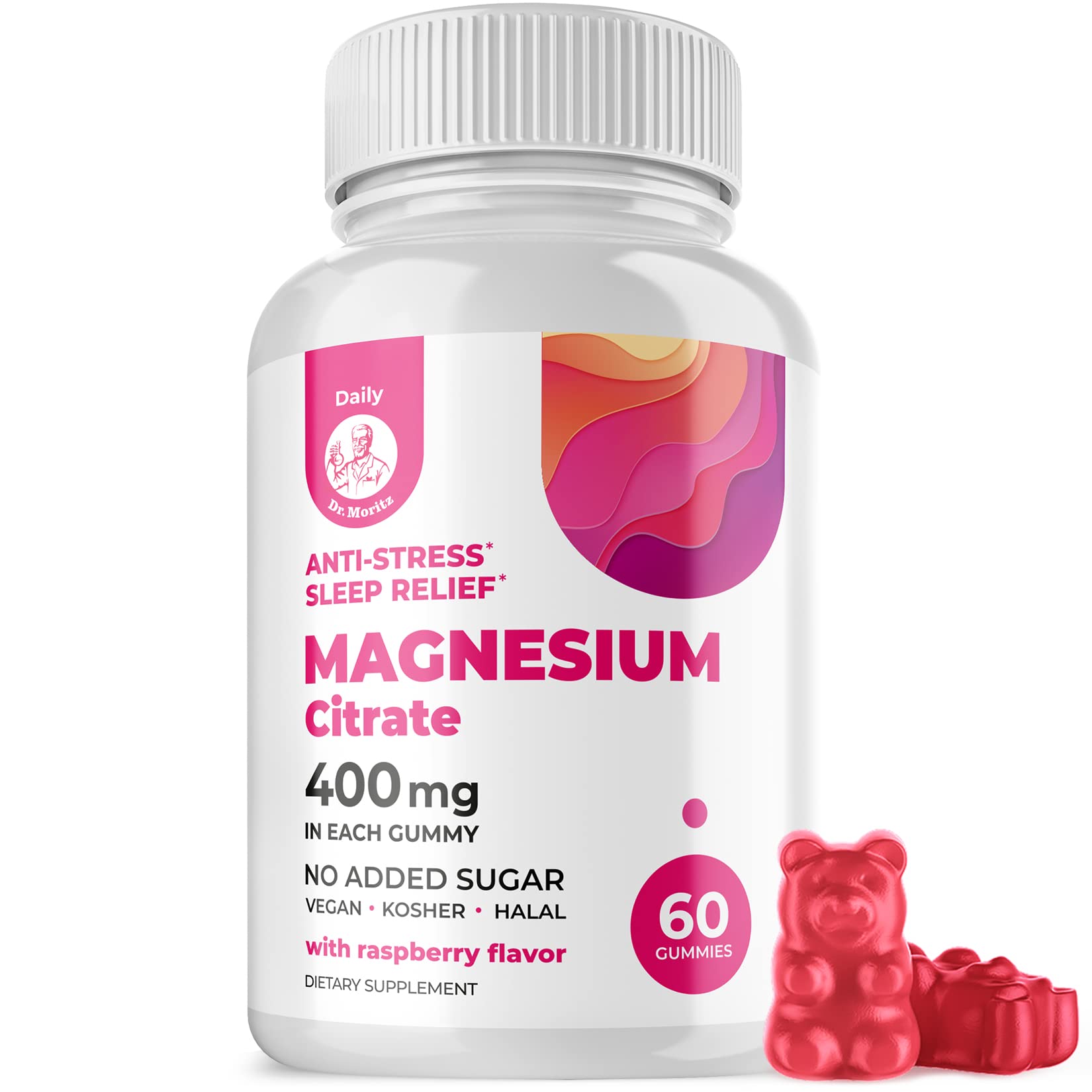 DR. MORITZ Magnesium Citrate Gummies Sugar-Free - Calm Magnesium Gummies Supplement for Children, Sugar-Free Chews for Kids & Adults (60 Count)