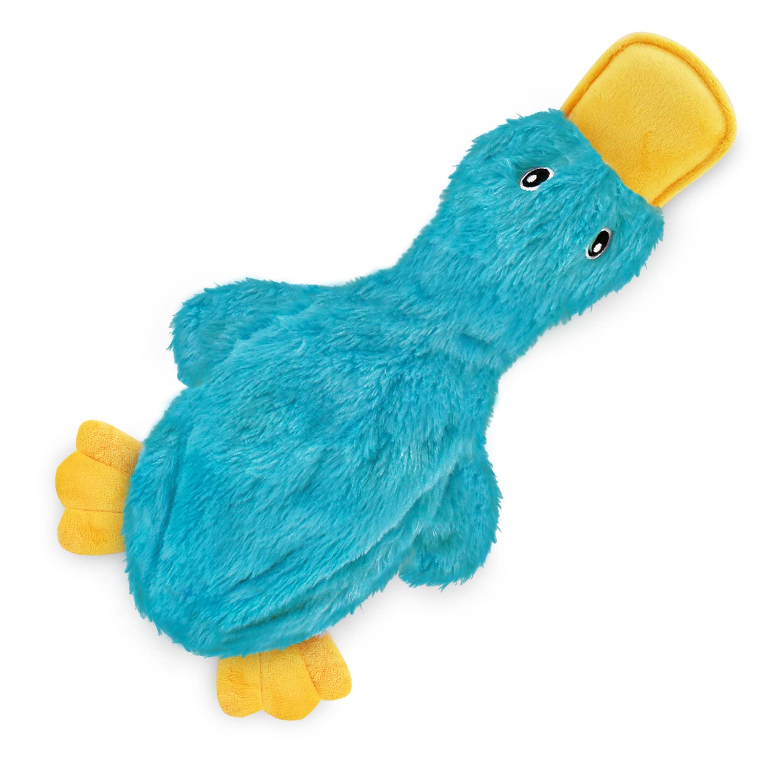 Best Pet Supplies Crinkle Dog Toy for Small, Medium, Cute No Stuffing Duck with Soft Squeaker, Fun for Indoor Puppies and Senior Pups, Plush No Mess Chew and Play - Turquoise, Large