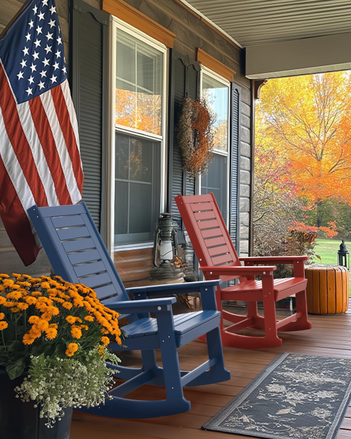 BRIOPAWS Rocking Chair Outdoor | Porch Rocker | HDPE Plastic | Grey | Oversized | Patio Rockers Chairs | High Back | for Big Man | Weather Resistant | for Outside Deck Balcony Front Backyard