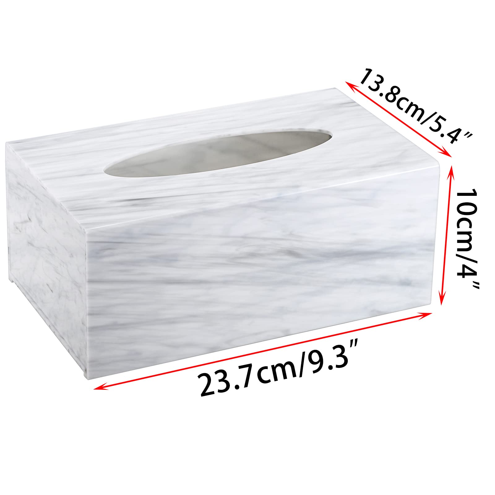 Sumnacon Tissue Box Cover - Decorative Acrylic Tissue Box Holder, Stylish Facial Tissue Holder for Dresser Bathroom Bedroom Table Night Stand Countertop Home Office Decor (9.4 x 5.4 Inch/Rectangular, Mable White)