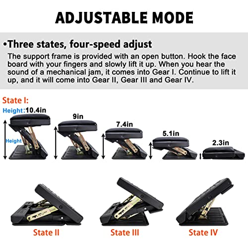Adjustable Office Footrest with 4 Height Levels, Under-Desk Foot Rest with Massage Surface, Maximum Load 120 Pounds (Black)