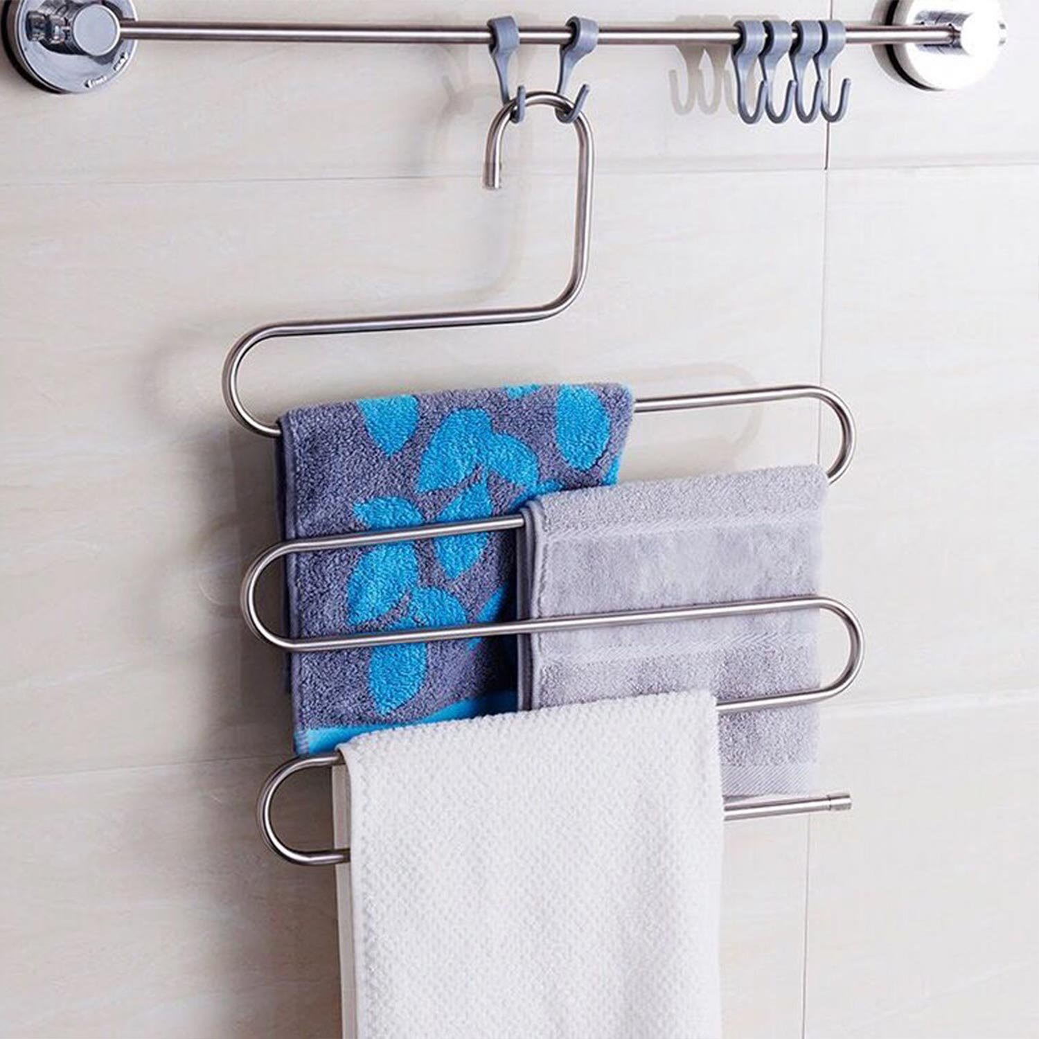devesanter Pants Hangers Non-Slip S-Shape Trousers Hangers Stainless Steel & Rubber Clothes Hangers Closet Storage Organizer for Pants Jeans Scarf (6 Pack with 10 Clips)