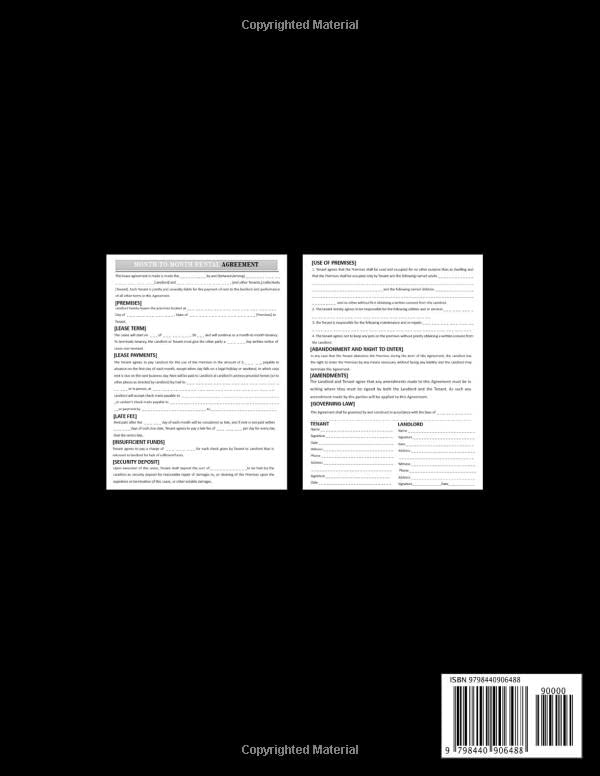 Rental Agreement Forms Book Month To Month: 75 Forms | Month-to-Month Lease Agreement Forms Book For Property Rent