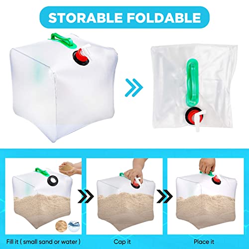 Pool Step Weights Sand Bags,2PCS Pool Ladder Above Ground Fillable Anchor Sandbags Container for Swimming Pool Steps and Collapsible Camping Water Storage Container,11'' x 11'', Transparent