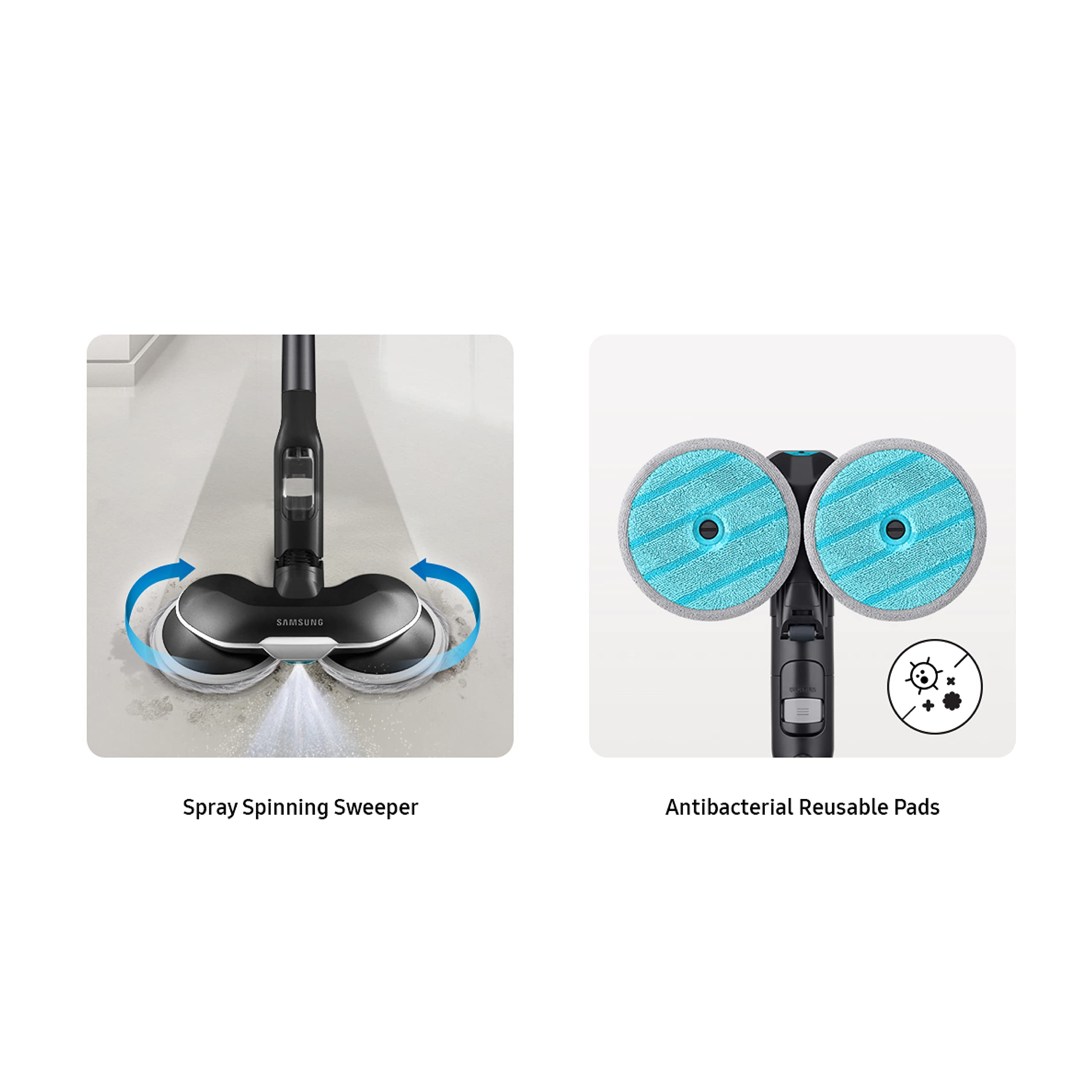 SAMSUNG Jet Stick Spinning Sweeper Microfiber Pads (4 Pack) for Vacuum Cleaner Mop Brush Attachment, VCA-SPW92/AA, 2022