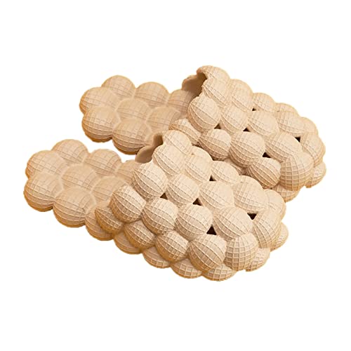 ADOENMER Funny Lychee Bubble Slippers Home Massage Sandals Bedroom Shower Slippers Beach Slides for Men Women Super Soft House Slippers Foot Massager Slippers (5-6, Beige, numeric_5)