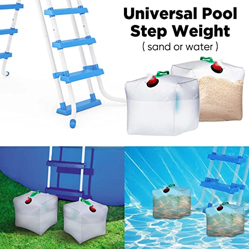Pool Step Weights Sand Bags,2PCS Pool Ladder Above Ground Fillable Anchor Sandbags Container for Swimming Pool Steps and Collapsible Camping Water Storage Container,11'' x 11'', Transparent