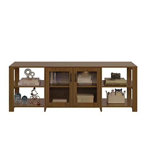 Panana TV Stand Entertainment Center TV Storage Cabinets Media Console with 2 Doors 4 Cubby TV Stand up to 70 Inch