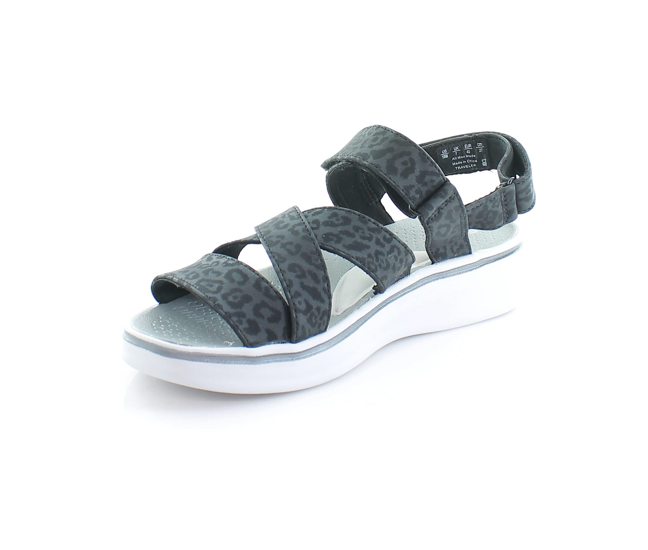 BZees Women's Traveler Black Leopard 7 B(M) US