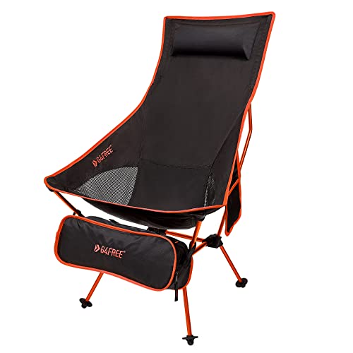 G4Free Lightweight Portable High Back Camp Chair, Folding Chair Lawn Chair Heavy Duty 330lbs with Headrest & Pocket for Outdoor Camp Travel Beach Picnic Gardening Travel Hiking