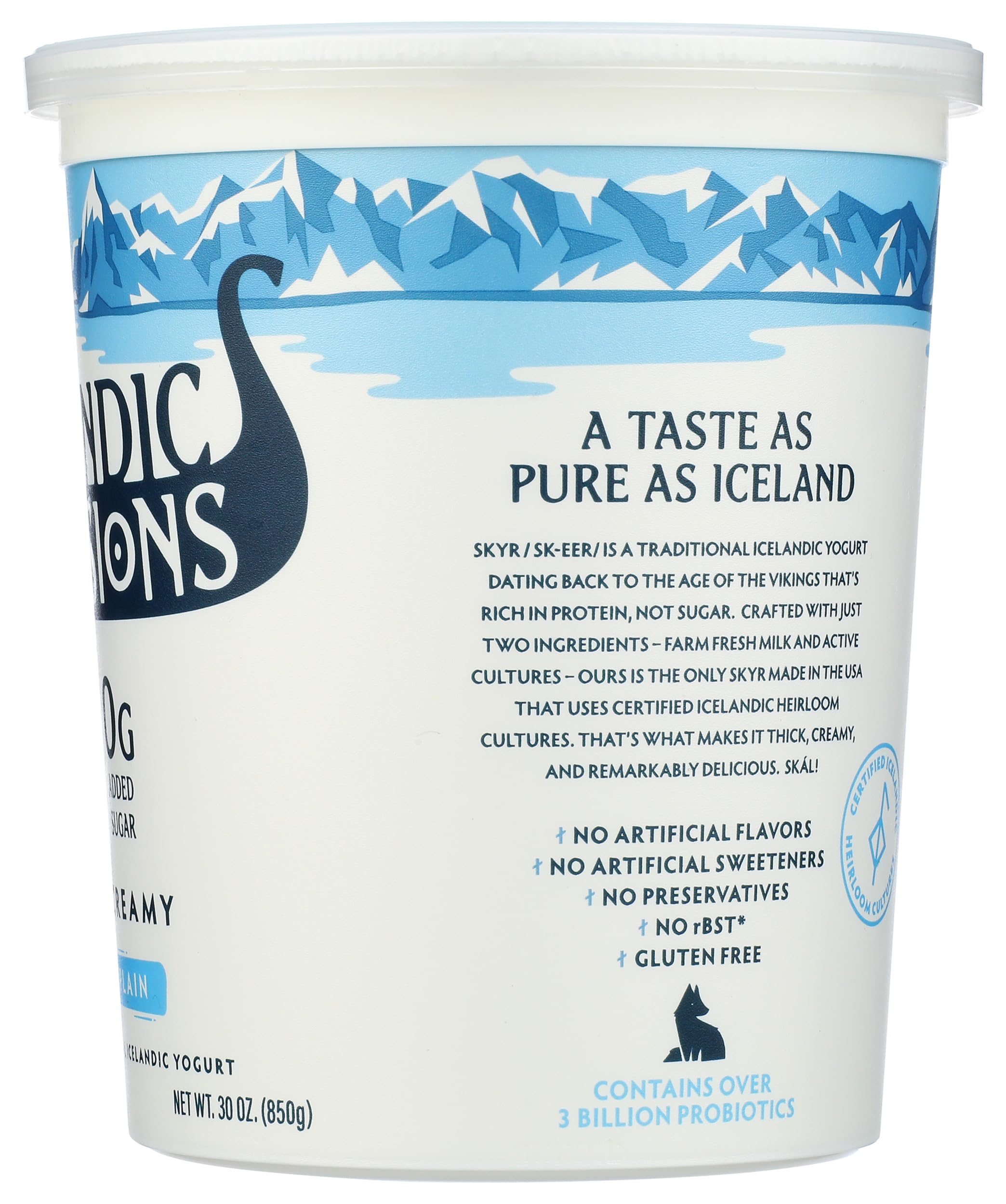 Icelandic Provisions 30 oz Traditional Skyr Yogurt, Low Fat
