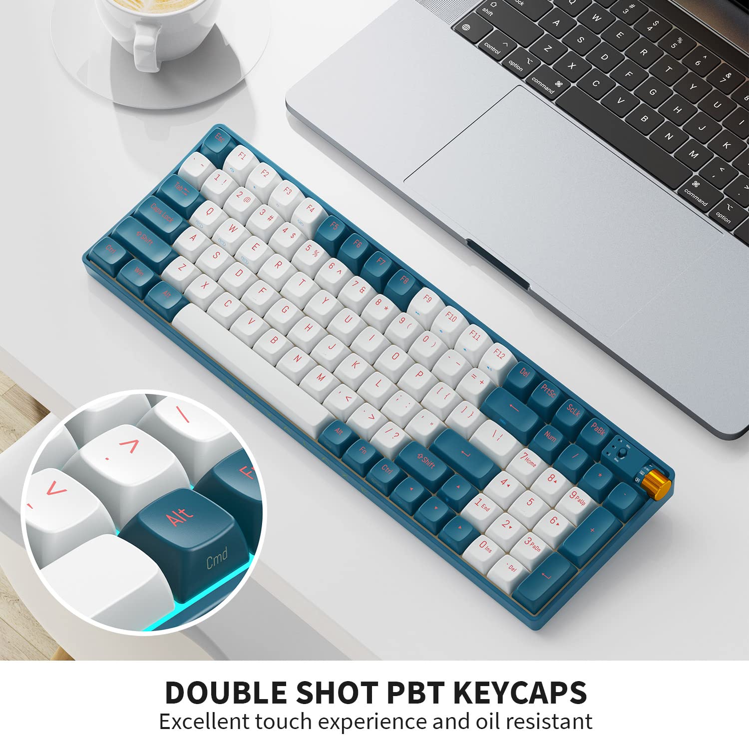 ROYALAXE X ProtoArc R100 Wireless Mechanical Keyboard, Hot-swappable Wired/Bluetooth 5.0/2.4G Wireless Keyboard w/RGB Backlit for Windows & Mac, PBT Keycaps, Multi-Device, Gateron G Yellow Pro Switch