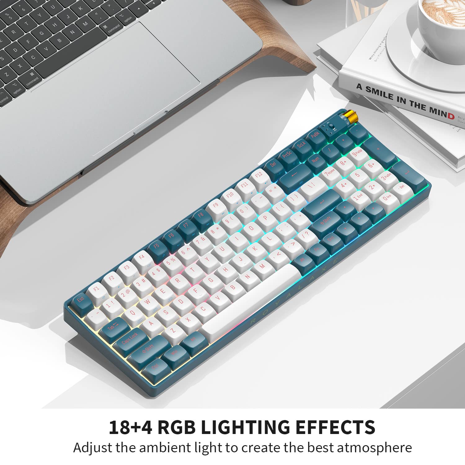 ROYALAXE X ProtoArc R100 Wireless Mechanical Keyboard, Hot-swappable Wired/Bluetooth 5.0/2.4G Wireless Keyboard w/RGB Backlit for Windows & Mac, PBT Keycaps, Multi-Device, Gateron G Yellow Pro Switch