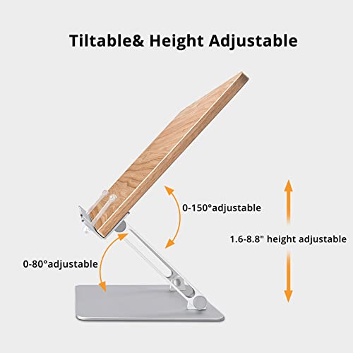 SupeDesk Book Stand for Reading,Book Holder,Display Stand,for 5-8.5"Book,Wood,Laptop Stand for 12-17"laptop/6-13"Tablet&Ereader,Tiltable,Height Adjustable,Foldable,Study,Cook,Max Load 4.4lbs