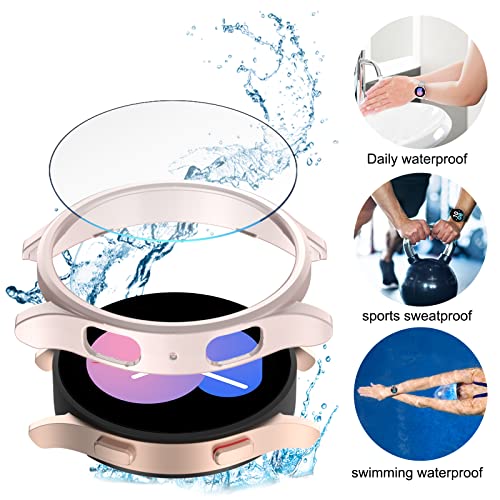 [5+5 Pack] Compatible for Samsung Galaxy Watch 5 and Galaxy Watch 4 40mm Screen Protector Case, Matte PC Bumper Cover+5 Waterprooof No Fog Up Screen Protector for Galaxy Watch 5 4 40mm Accessories