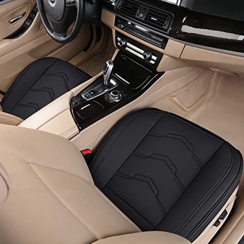 COCOVER 2 pcs Front Car Seat Covers, Faux Leather Protectors for Front Seats,Waterproof and Anti-Slip Cushions, Wrap Around The Bottom, Fits Most of Vehicles(Dimensions: 21.25''x 20.87'')–Black
