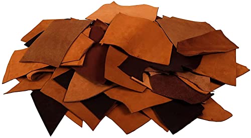 Leather Scrap Crafts 1 lbs Leather Scrap - Large Pieces of Full Grain Leather Cowhide Remnants Bag - Design & Make Crafts - Mixed Colors