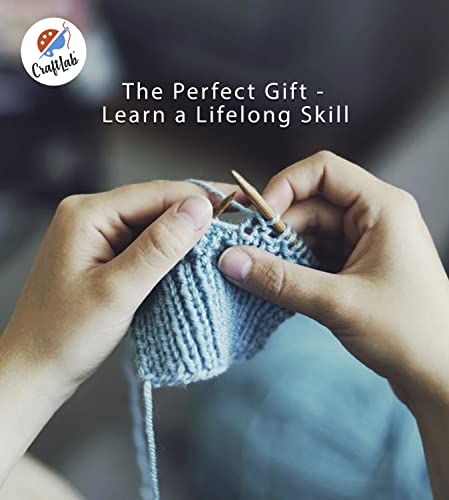 CraftLab Knitting Kit for Beginners, Kids and Adults Includes All Knitting Supplies: Wool Yarn, Wooden Knitting Needles, Yarn Needle and Instructions β Fantastic Gift