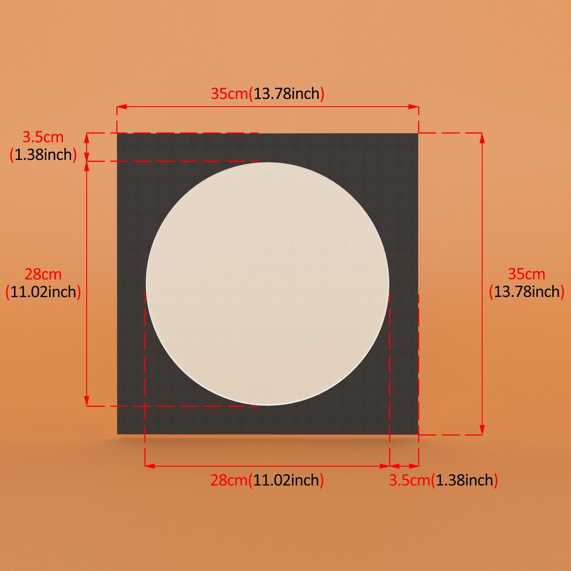 12x12 inch Black Round-Holed Square Paper Picture Frame Mat Board Photo Frame 4 Pieces of Each Pack (For 12x12 inch, Black)