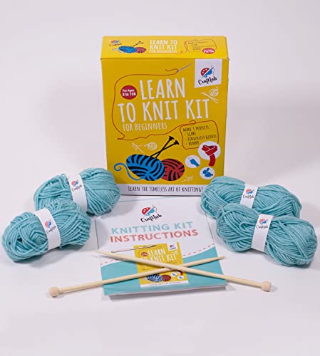 CraftLab Knitting Kit for Beginners, Kids and Adults Includes All Knitting Supplies: Wool Yarn, Wooden Knitting Needles, Yarn Needle and Instructions β Fantastic Gift