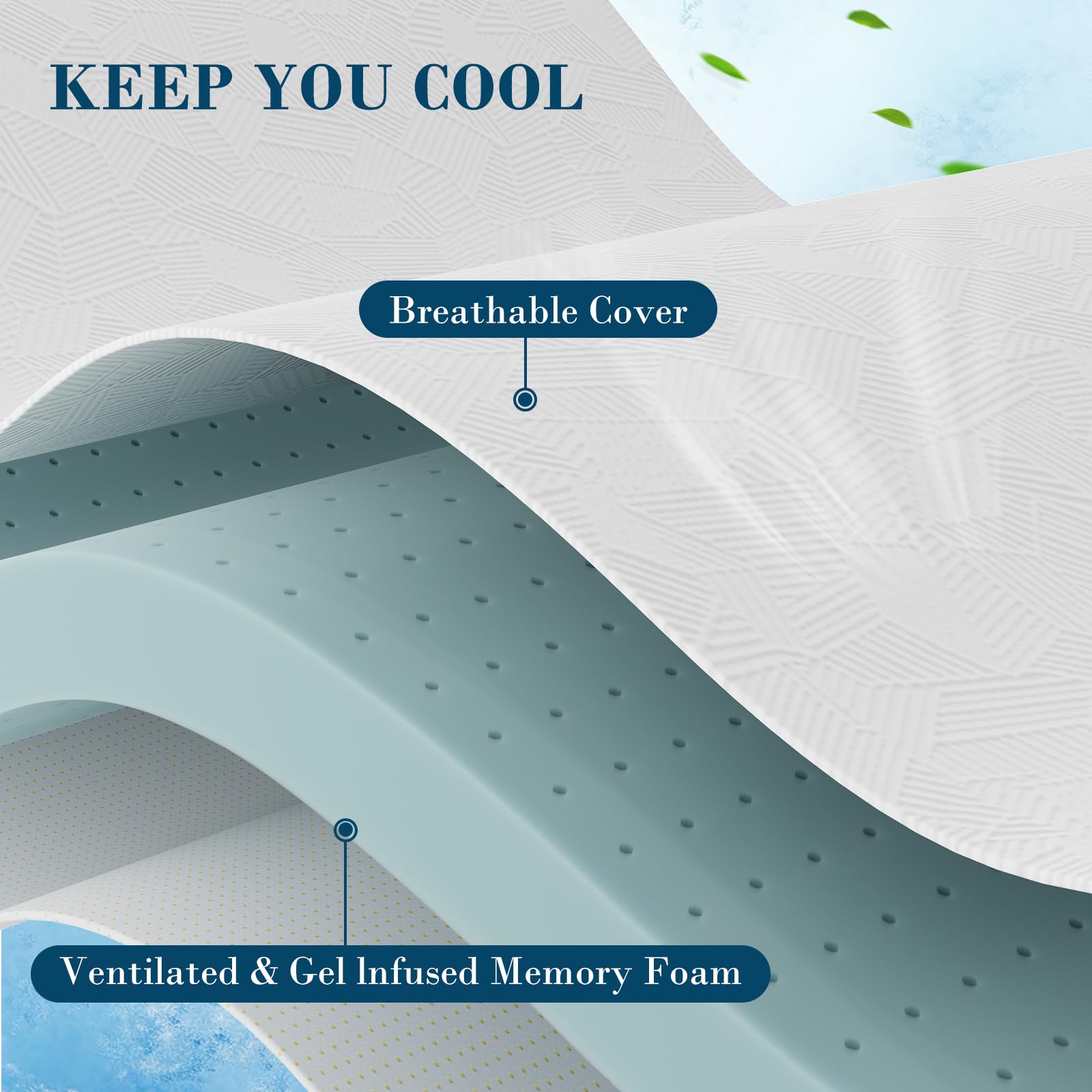 3 Inch California King Memory Foam Mattress Topper, Cooling Gel Bed Topper with Removable Cover, Soft & Pain Relief & Breathable, CertiPUR-US & Oeko-Tex Certified