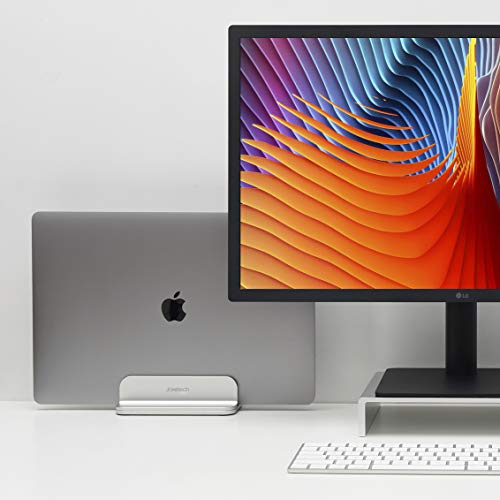 JOKItech Aluminum Laptop Vertical Stand Organizer, Sturdy Laptop Computer Holder Desktop Stand Compatible with New Retina Apple MacBook Pro/Air, Mac Mini, Apple TV and iPad Pro -Silver