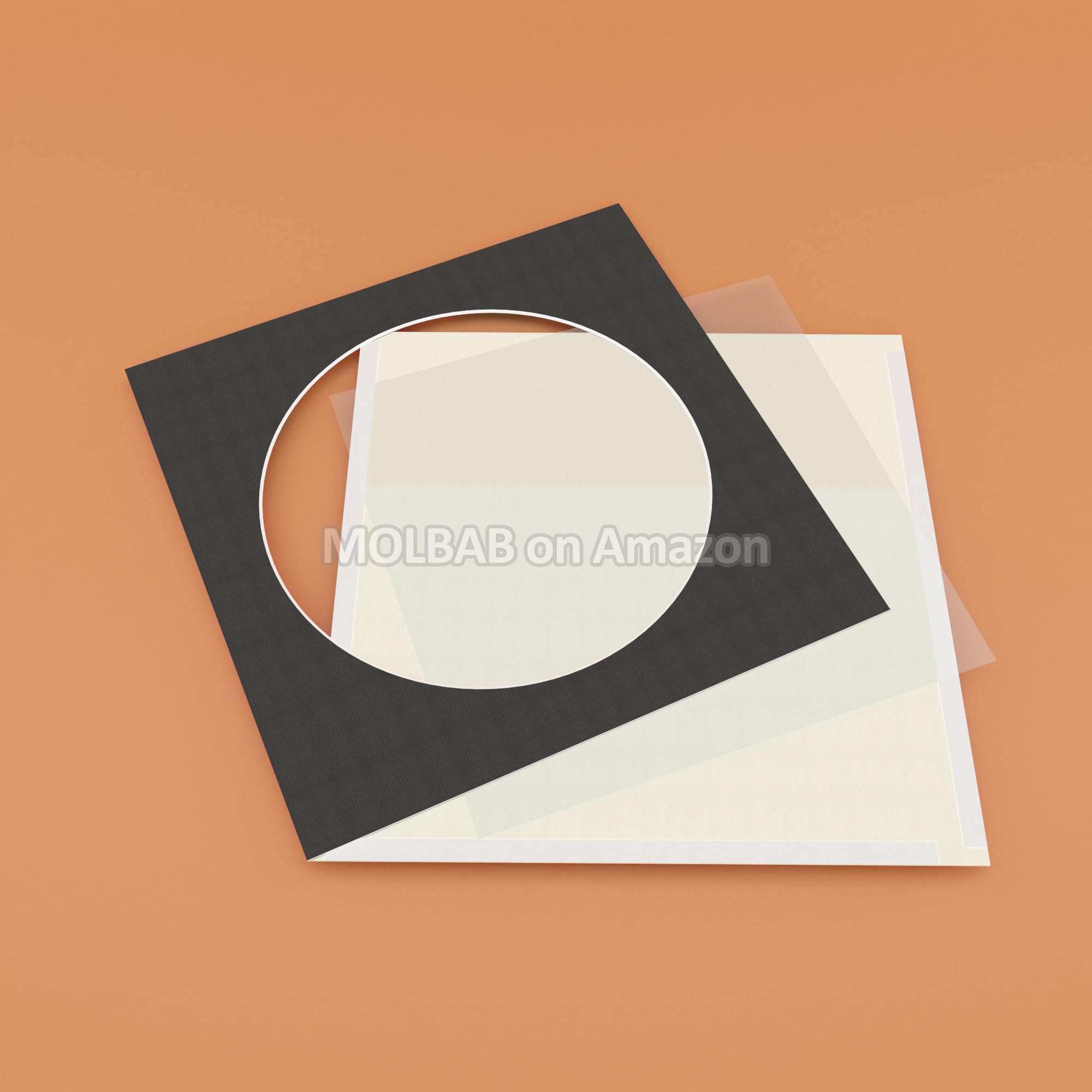 12x12 inch Black Round-Holed Square Paper Picture Frame Mat Board Photo Frame 4 Pieces of Each Pack (For 12x12 inch, Black)