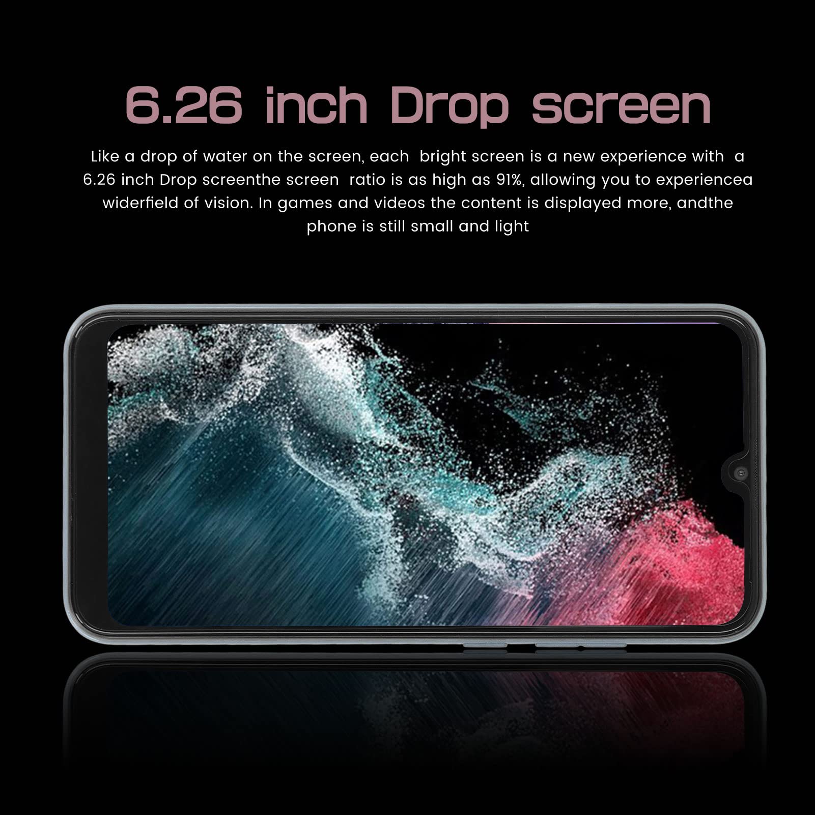 6.26 Inch Slim 3G Smart Phone Dual SIM Cell Phone for Android 10 OS, HD Full Screen Mobile Phone Support Face Recognition, Ten Core Processor, 4GB 64GB, Front and Rear HD Camera, 2800mAh(Light Blue)