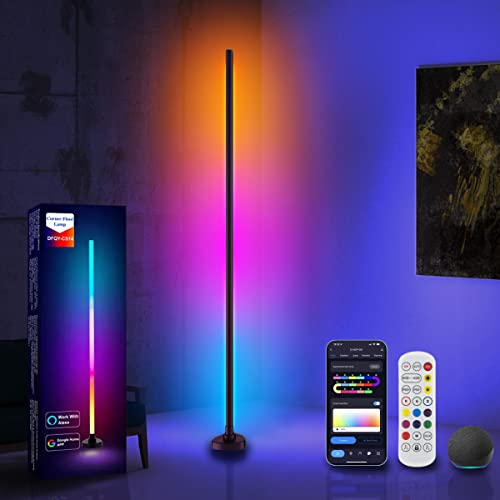 Gevcc RGB LED Croner Lamp, 50" Color Changing LED Corner Floor Lamp with Music Sync, Compatible with Alexa, Google Assistant, Creative DIY Mode, Modern Floor Lamp for Bedroom, Living Room, Black