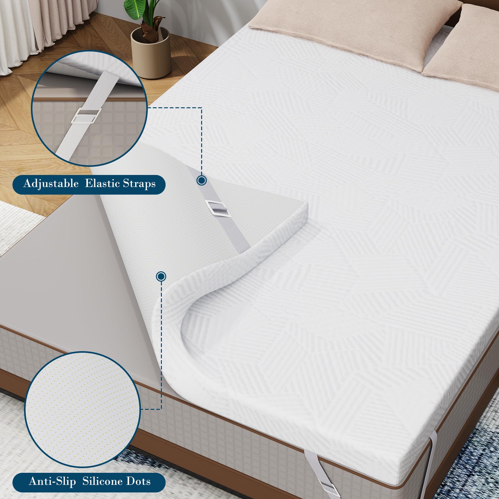 3 Inch California King Memory Foam Mattress Topper, Cooling Gel Bed Topper with Removable Cover, Soft & Pain Relief & Breathable, CertiPUR-US & Oeko-Tex Certified