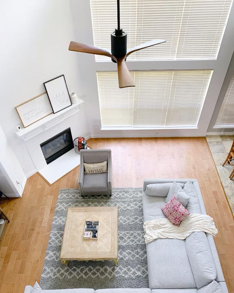 Matthews PA3-BRBR-WA-60 Patricia Indoor/Outdoor Damp Rated 60" Ceiling Fan with LED Light and Remote & Wall Control, 3 Walnut Solid Wood Blades, Brushed Brass