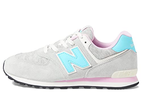 New Balance Kids 574 V1 70s Racing Lace-up Sneaker, BRIGHTON GREY/SUMMER AQUA/LILAC CLOUD, 2 M Little Kid (4-8 Years)