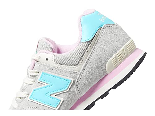 New Balance Kids 574 V1 70s Racing Lace-up Sneaker, BRIGHTON GREY/SUMMER AQUA/LILAC CLOUD, 2 M Little Kid (4-8 Years)