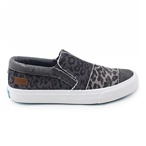 Blowfish Malibu Women's Maddox Sneaker, Grey Smoked Canvas/Smokey City Kitty/Charcoal Paper Cat, 8 M US
