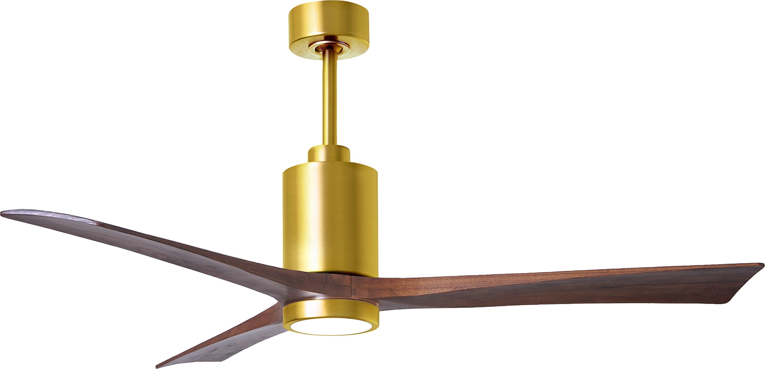 Matthews PA3-BRBR-WA-60 Patricia Indoor/Outdoor Damp Rated 60" Ceiling Fan with LED Light and Remote & Wall Control, 3 Walnut Solid Wood Blades, Brushed Brass